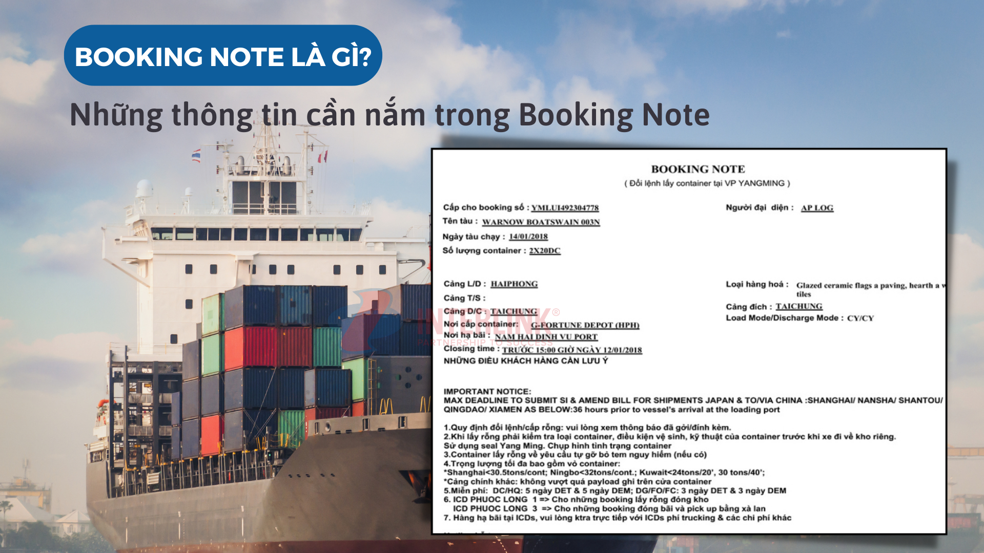 Tất tần tật về booking note khi vận chuyển quốc tế – Intersky