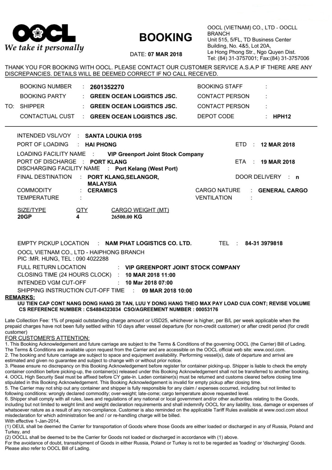 Tất tần tật về booking note khi vận chuyển quốc tế – Intersky